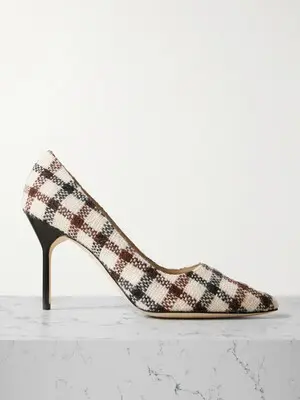 Manolo Blahnik Checked Tweed Pumps
