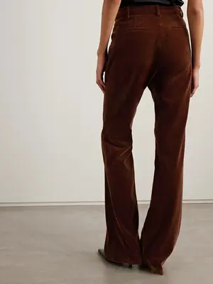 NILI LOTAN Corette Cotton-blend Velvet Straight-leg Pants