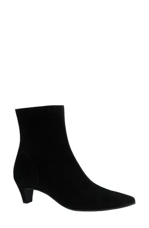 Paul Green Ciara Pointed Toe Kitten Heel Bootie - Black Soft Suede