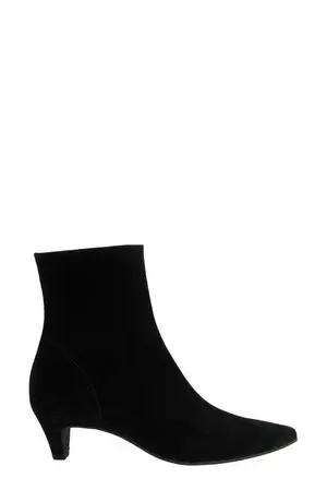 Paul Green Ciara Pointed Toe Kitten Heel Bootie - Black Soft Suede