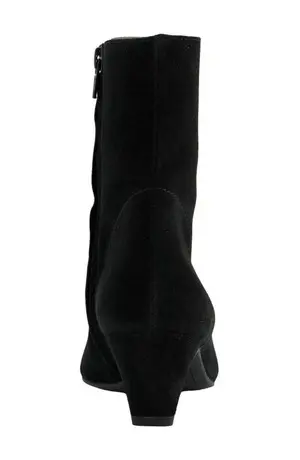 Paul Green Ciara Pointed Toe Kitten Heel Bootie - Black Soft Suede