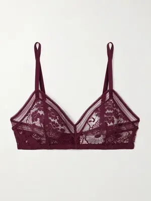 ERES Royal Leavers Lace Soft-cup Bra - Burgundy