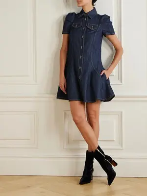 Alexander McQueen Paneled Denim Mini Dress
