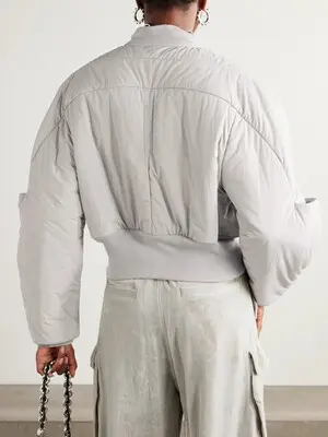Rick Owens Cropped Wool-trimmed Shell Down Bomber Jacket