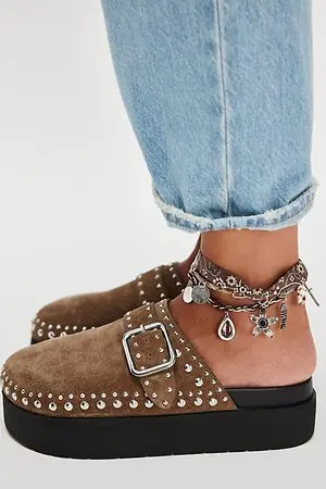 Free People Cayatana Studded Mules - Taupe Suede