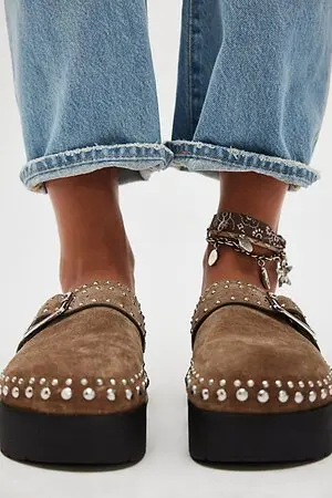 Free People Cayatana Studded Mules - Taupe Suede