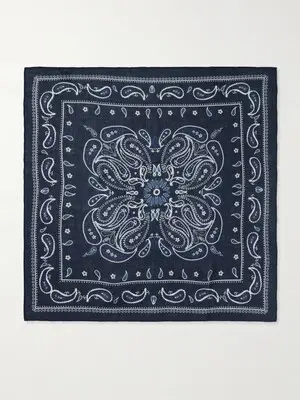 Hartford Paisley-print Wool Scarf - Blue