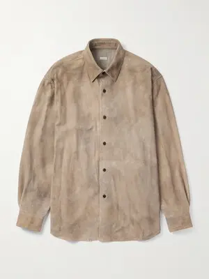 A.PRESSE Distressed Suede Shirt Jacket
