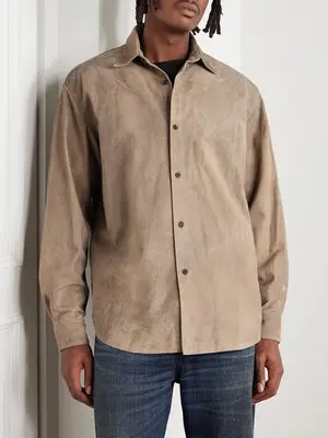 A.PRESSE Distressed Suede Shirt Jacket