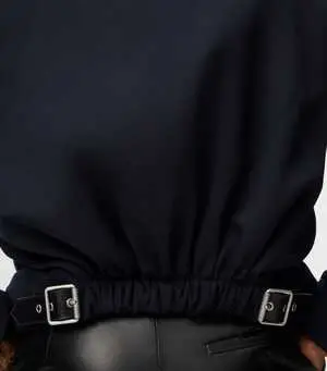 Loewe Wool Blazer With Calf Leather Buckle Detail - Navy