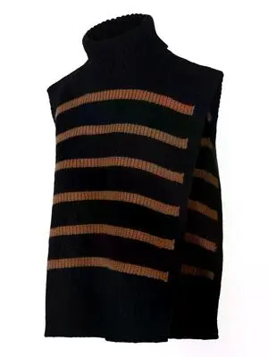 DAVANTINO Striped Turtleneck Vest - Black