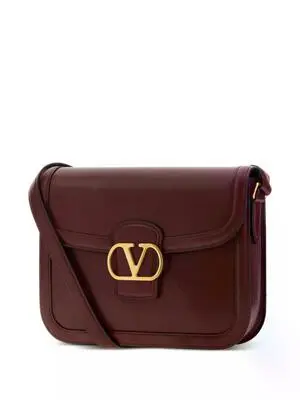 Valentino Garavani V-logo Signature Leather Shoulder Bag - Red