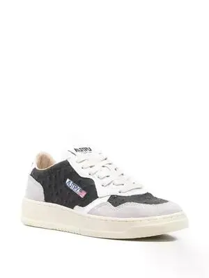 AUTRY Ostrich-embroidered Leather Sneakers