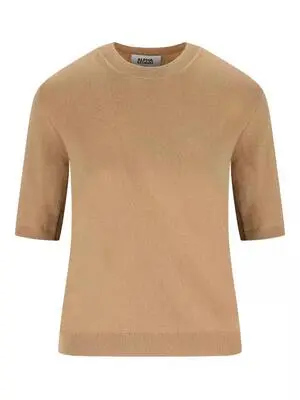 Alpha Studio Short-sleeve Cashmere Sweater