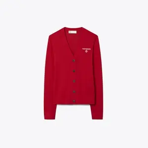 Tory Burch Simone Wool Cardigan - Holly Red