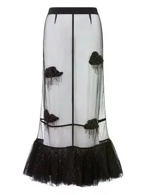 Moschino Beaded-embellished Ruffled Skirt