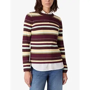 Whistles Crew-neck Multi-stripe Knitted Jumper