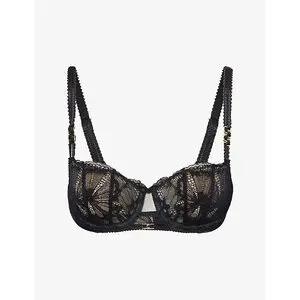Chantelle Muse Underwired Half-cup Lace Balconette Bra - Black