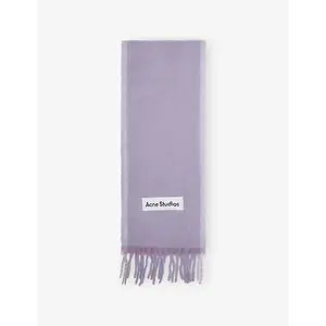 Acne Studios Check Fringe Wool-blend Scarf - Lilac/white