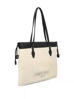 JIMMY CHOO Drawstring-fastening Shearling Tote Bag - Neutrals