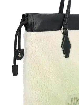 JIMMY CHOO Drawstring-fastening Shearling Tote Bag - Neutrals