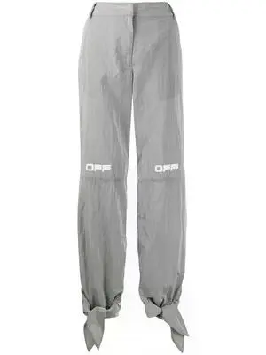 Off-White Printed Trousers With Tie Cuffs