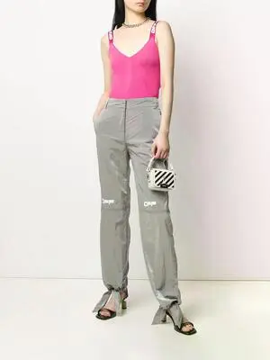 Off-White Printed Trousers With Tie Cuffs