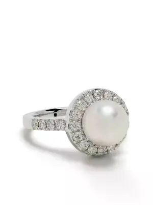 TASAKI 18kt White Gold Akoya Pearl And Diamond Ring - Silver