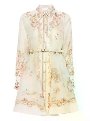 Zimmermann Floral-print Belted Mini Shirtdress