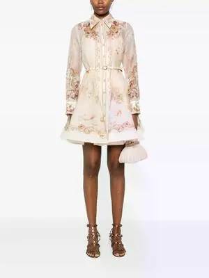 Zimmermann Floral-print Belted Mini Shirtdress