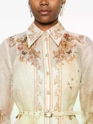 Zimmermann Floral-print Belted Mini Shirtdress