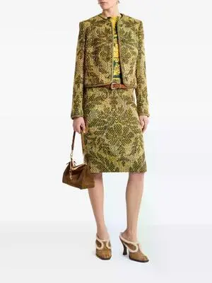 Etro Jacquard Basketweave Straight Skirt