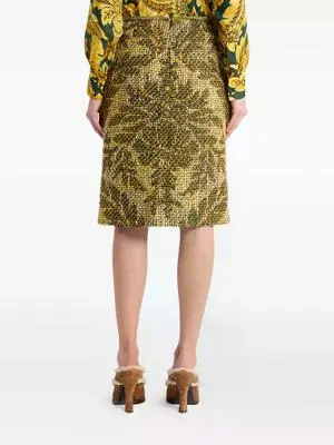 Etro Jacquard Basketweave Straight Skirt