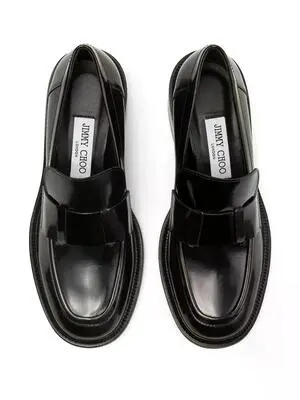 JIMMY CHOO Tylor Leather Block-heel Loafers - Black