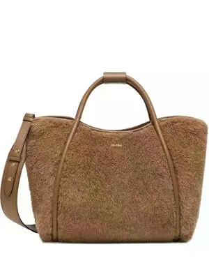 Max Mara Shearling Handbag With Leather Trim - Brown