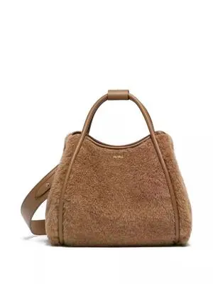 Max Mara Shearling Handbag With Leather Trim - Brown