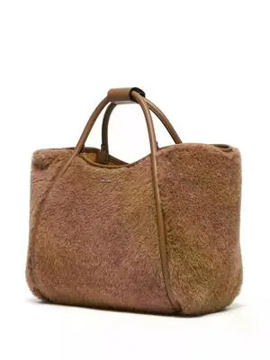 Max Mara Shearling Handbag With Leather Trim - Brown