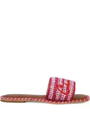 Giada Benincasa Embroidered Raffia Sandals - Pink
