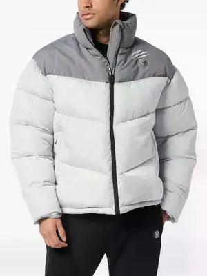 PLEIN SPORT Colour-block Quilted Down Puffer Jacket - Grey