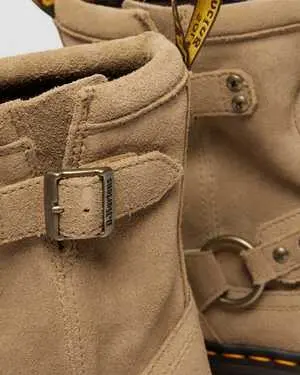 Dr. Martens Anistone Harness Suede Biker Boots - Tan