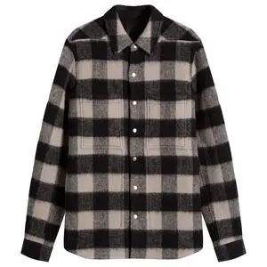 Rick Owens Plaid Wool Outershirt - Black Plaid