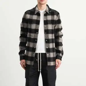 Rick Owens Plaid Wool Outershirt - Black Plaid