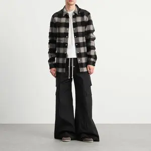 Rick Owens Plaid Wool Outershirt - Black Plaid