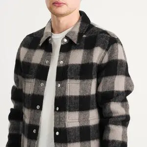 Rick Owens Plaid Wool Outershirt - Black Plaid