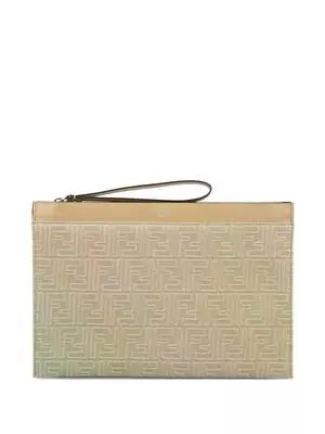 Fendi Medium FF-Jacquard Clutch Neutrals