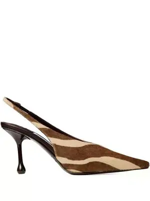 JIMMY CHOO Isa Zebra Print Pony Leather Slingback Pumps - Brown