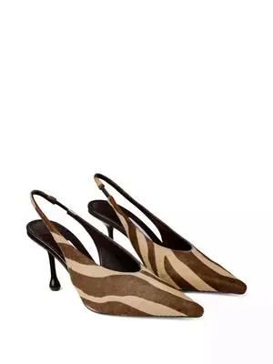 JIMMY CHOO Isa Zebra Print Pony Leather Slingback Pumps - Brown