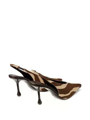 JIMMY CHOO Isa Zebra Print Pony Leather Slingback Pumps - Brown