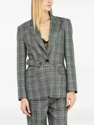 Liu Jo Plaid Blazer With Chain Belt