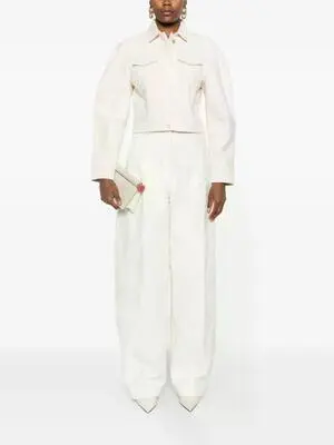 Jacquemus Le Ovalo De-nîmes Cropped Jacket - Neutrals
